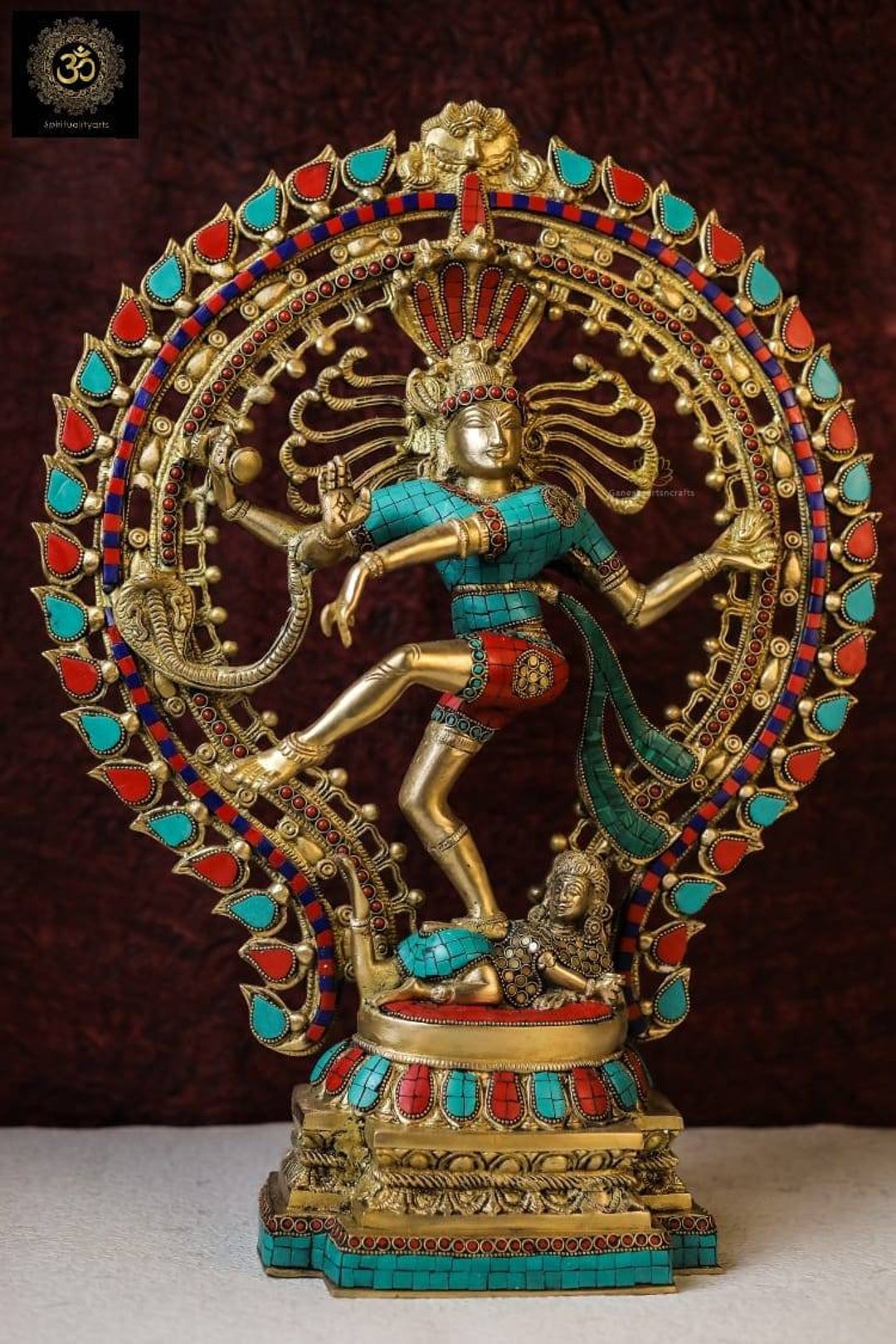 Nataraja Statue 20 Inch of Dance Brass Natraj for Yoga Hall With Mosaic Stone Work Nataraja Idol ...