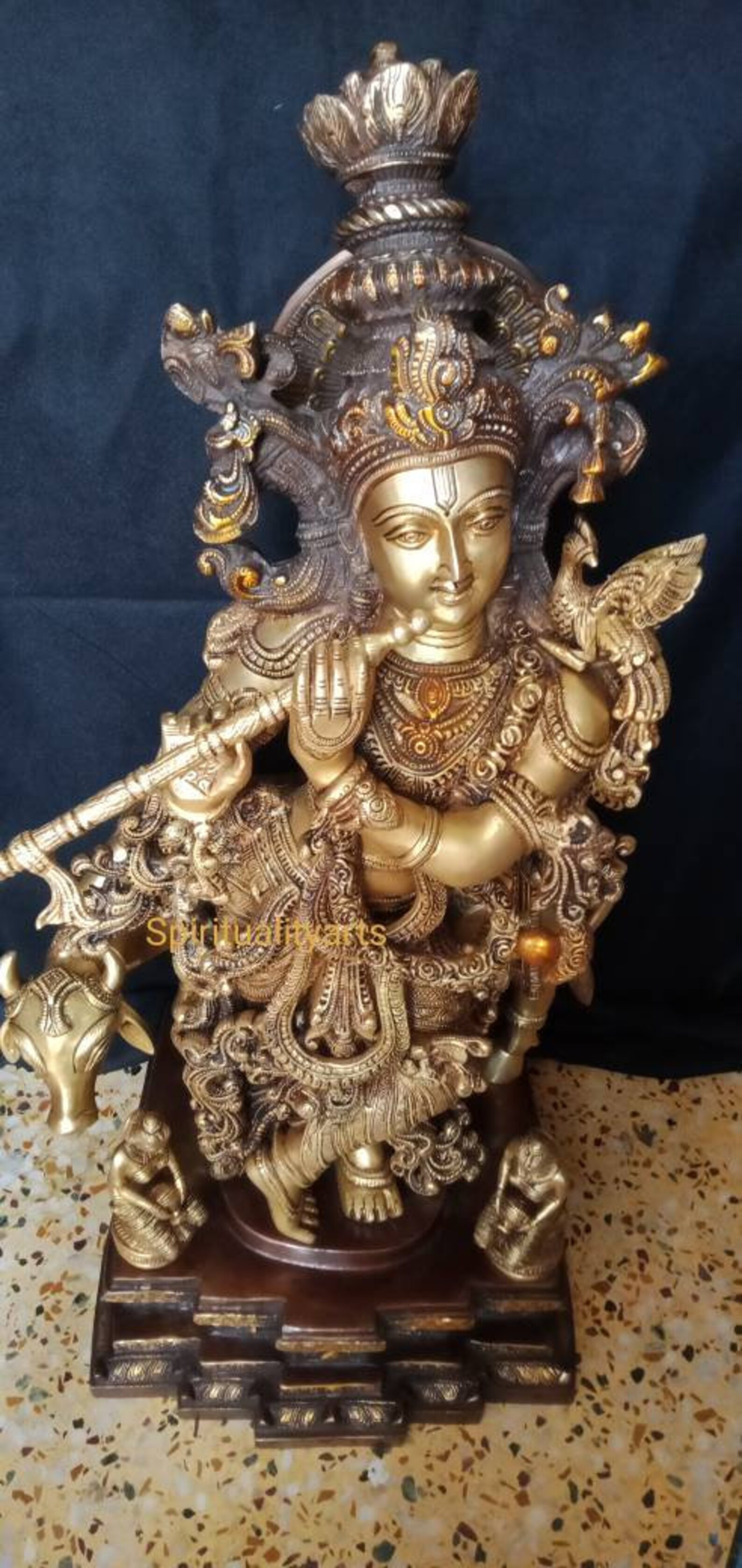 Cow Krishna Statue 28 Inch Lord Krishna Standing Krishna - Etsy