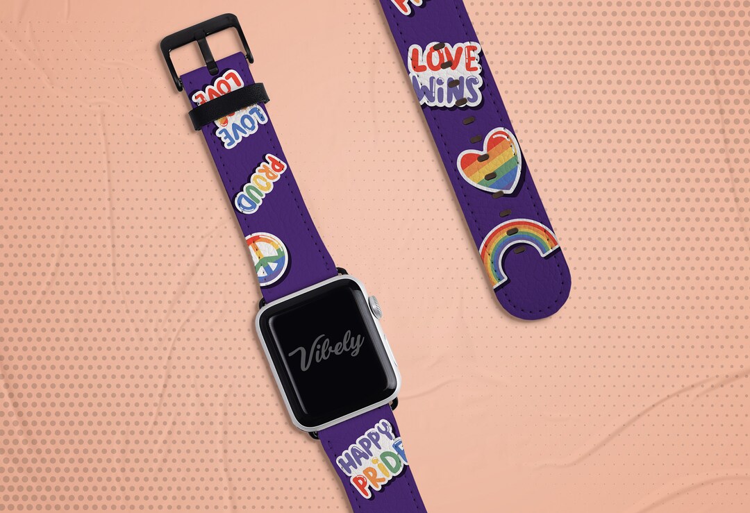 LGBT Pride Purple Faux-leather Apple Watch Band Gay Merch Gay and Pride ...