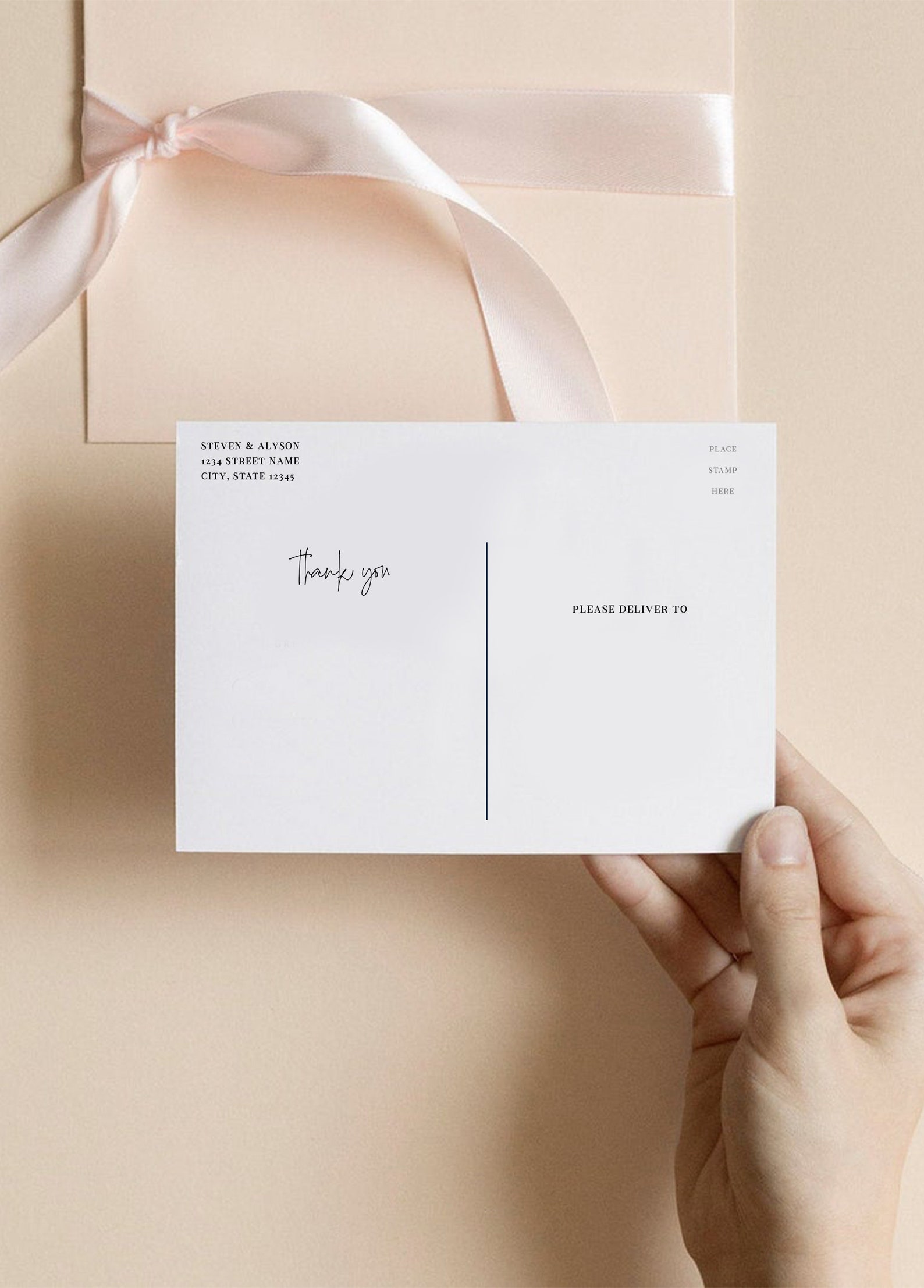 LAURA Simple Wedding Thank You Post Card With Photo Printed - Etsy