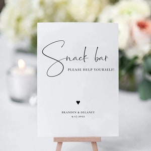JENNA | Snack Bar Sign for Wedding, Wedding Sign With Gold or Rose Gold ...