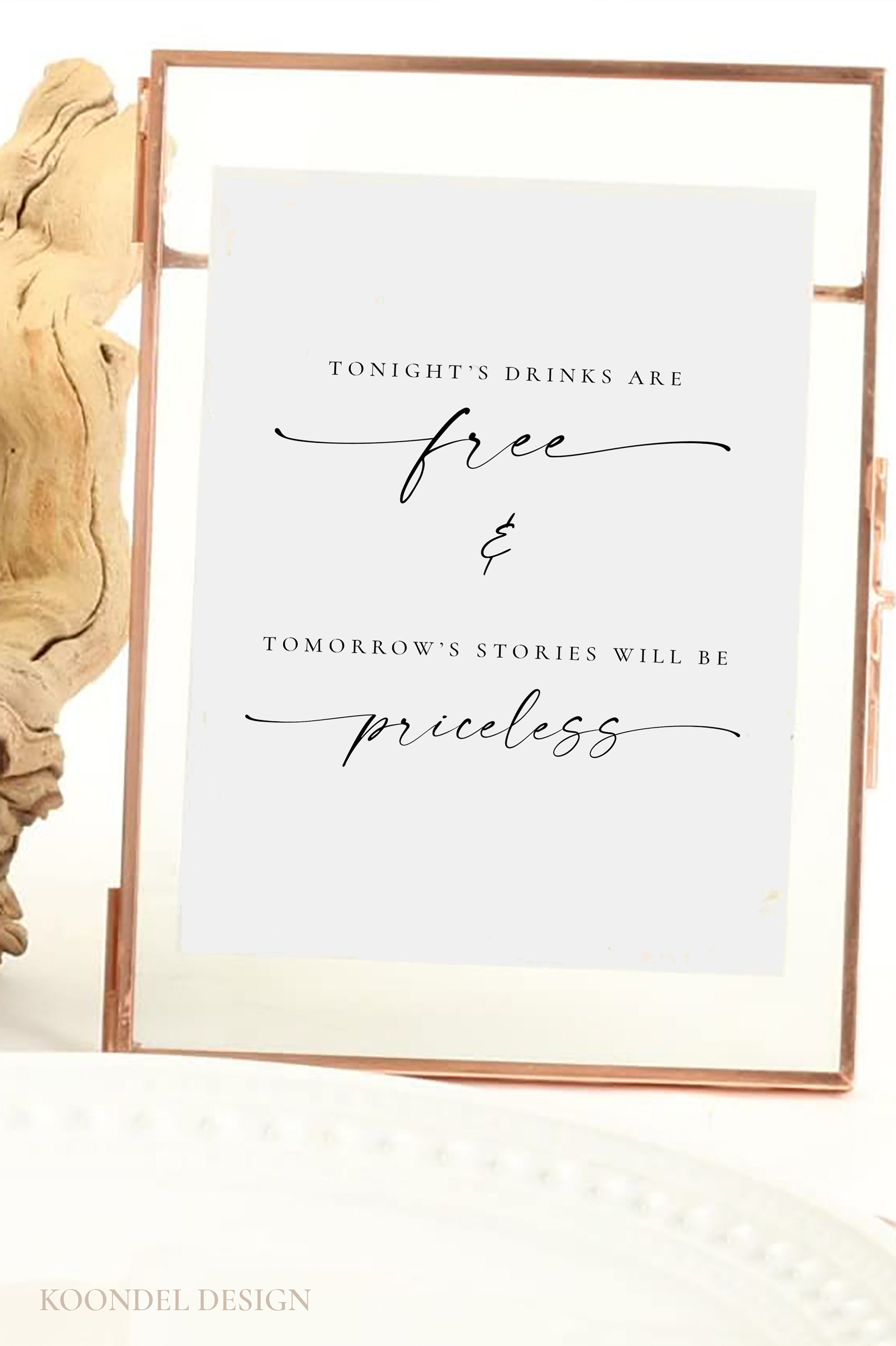 TANYA Open Bar Sign for Wedding With Gold Frame. Floating | Etsy