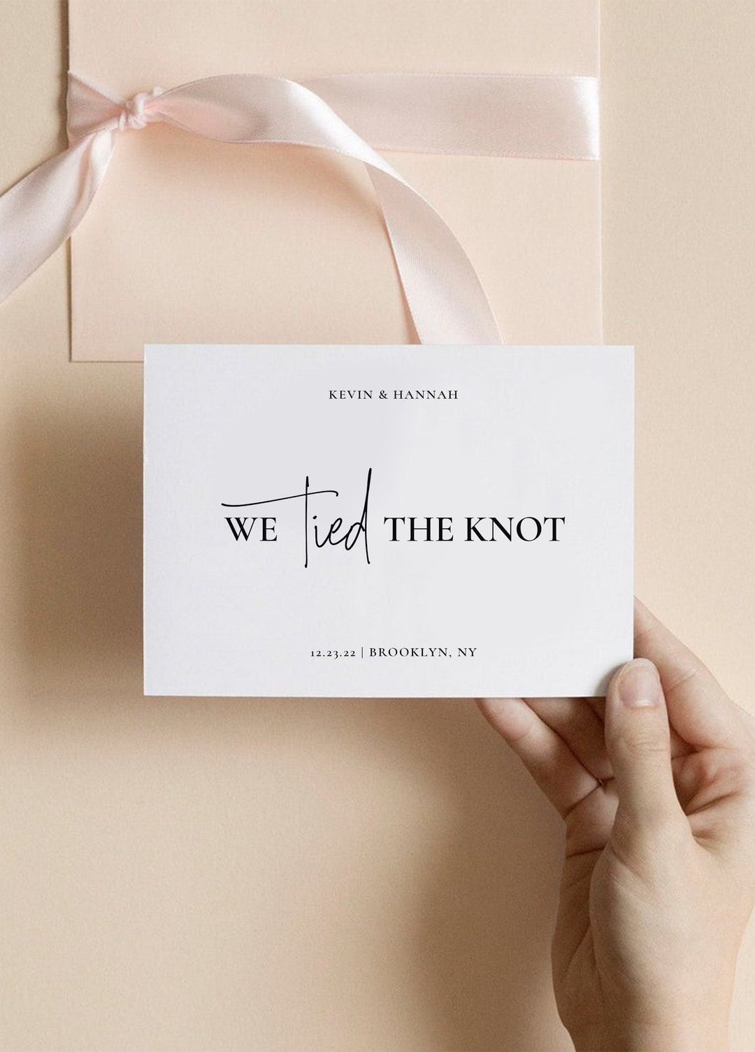 ARIA | Printed Wedding Announcement Postcard, We Tied the Knot ...