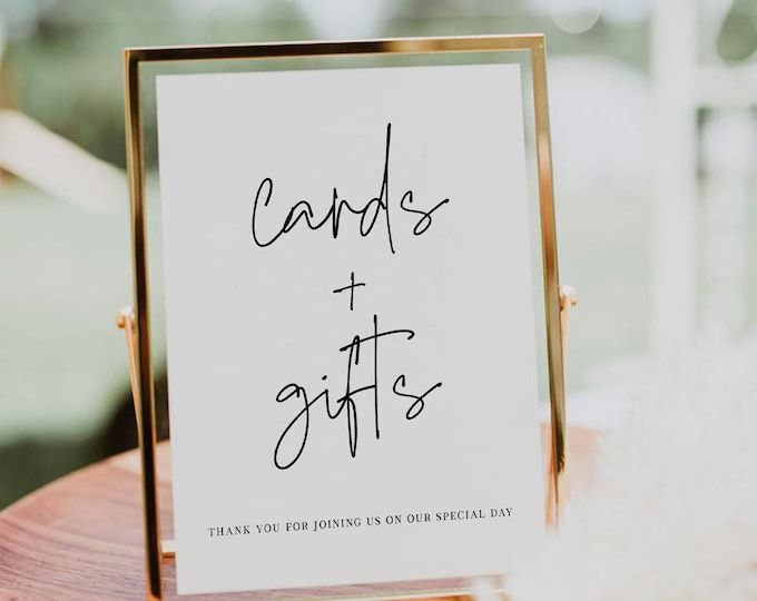 LAURA | Cards & Gifts Sign for Wedding, Wedding Sign With Golden Frame ...
