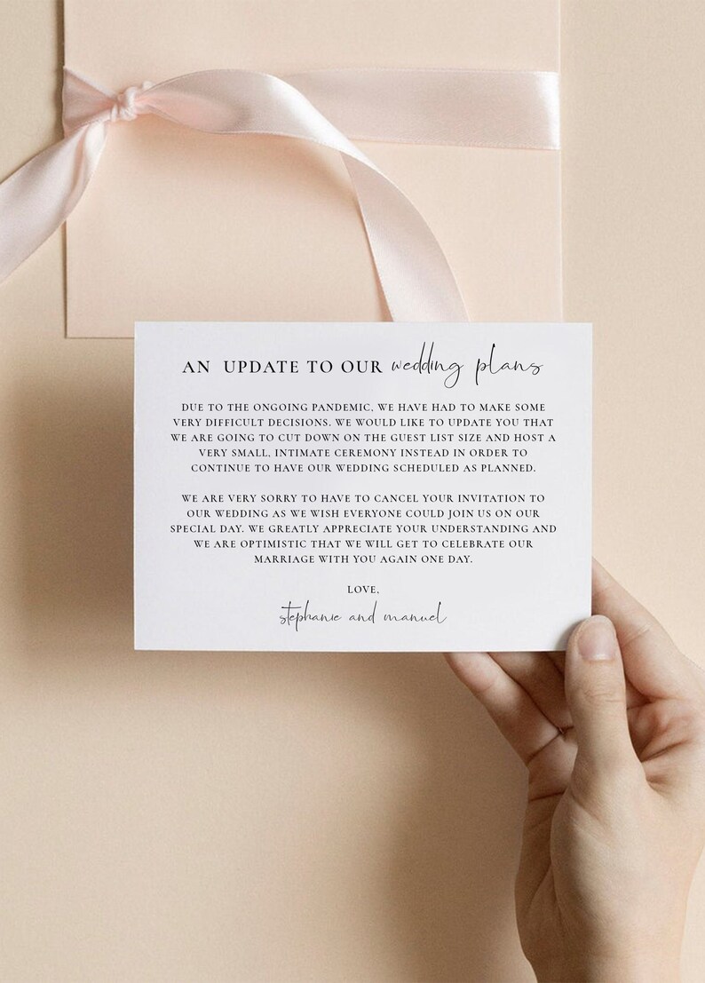 JENNA Uninvite Wedding Invitation Card Downsizing Wedding - Etsy