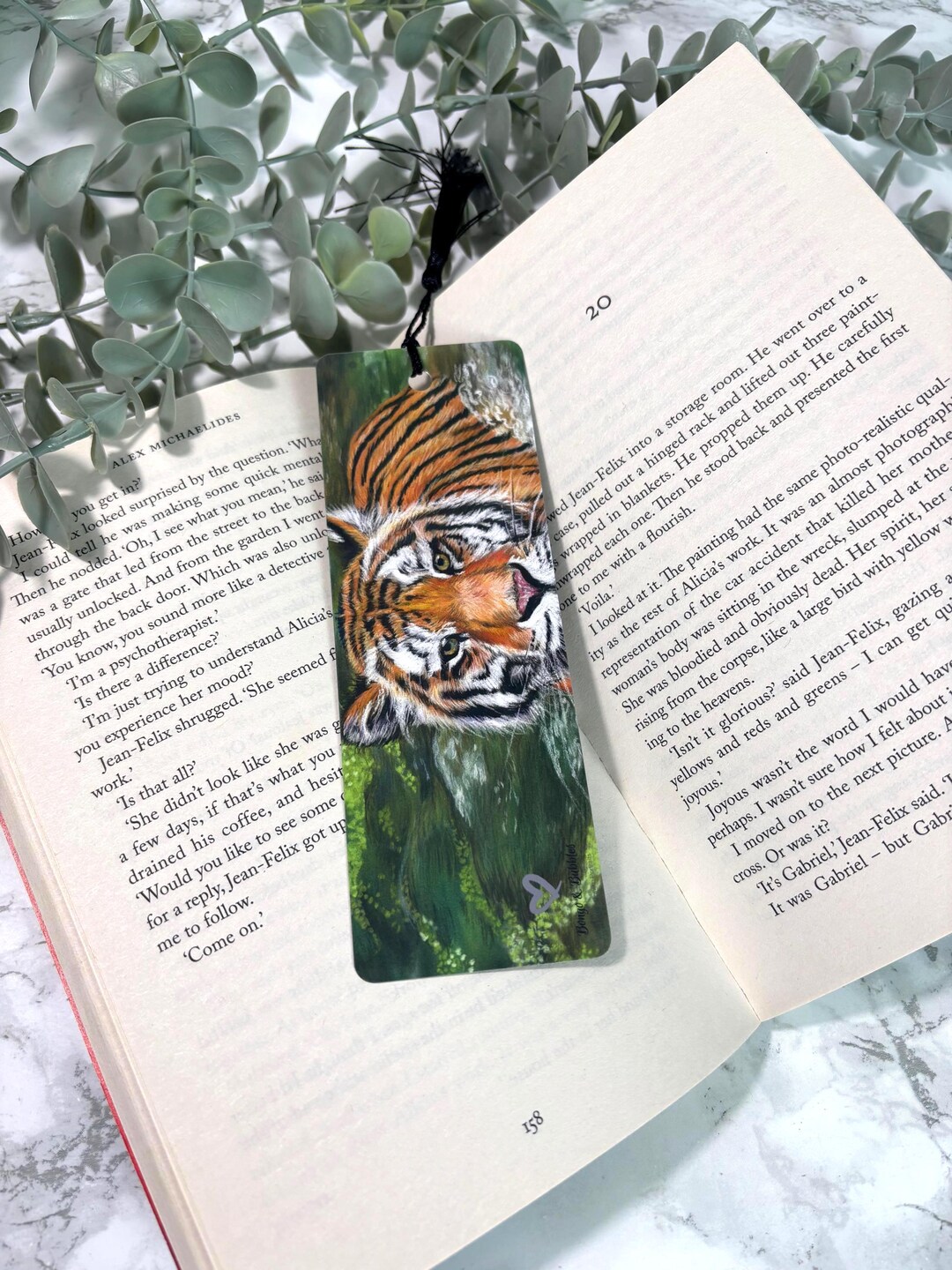 Tiger Bookmark, Wildlife Art, Hand Drawn Pastel Art Print, Book Lover ...