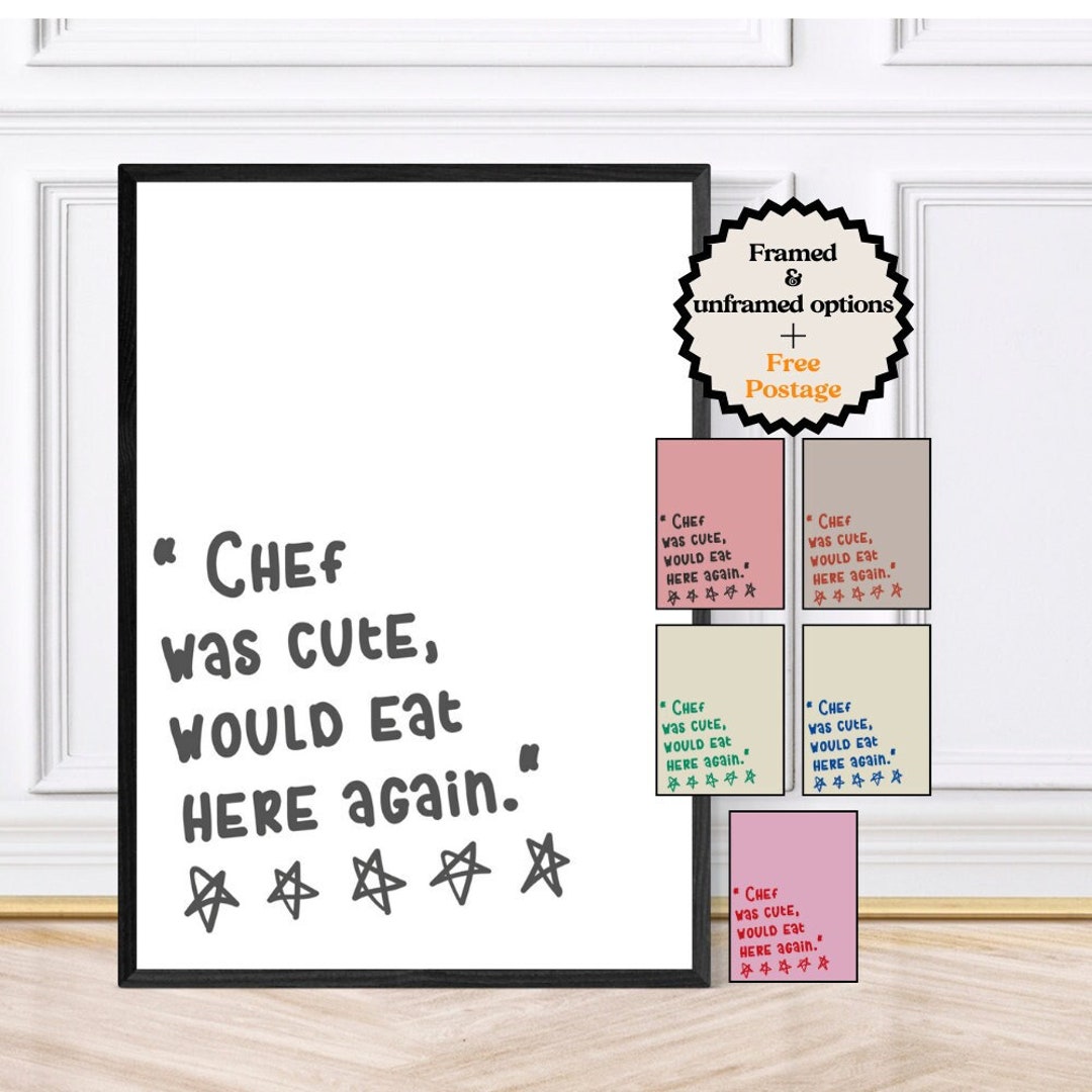 Chef Was Cute, Would Eat Here Again, Funky Kitchen Print, Coffee Prints ...