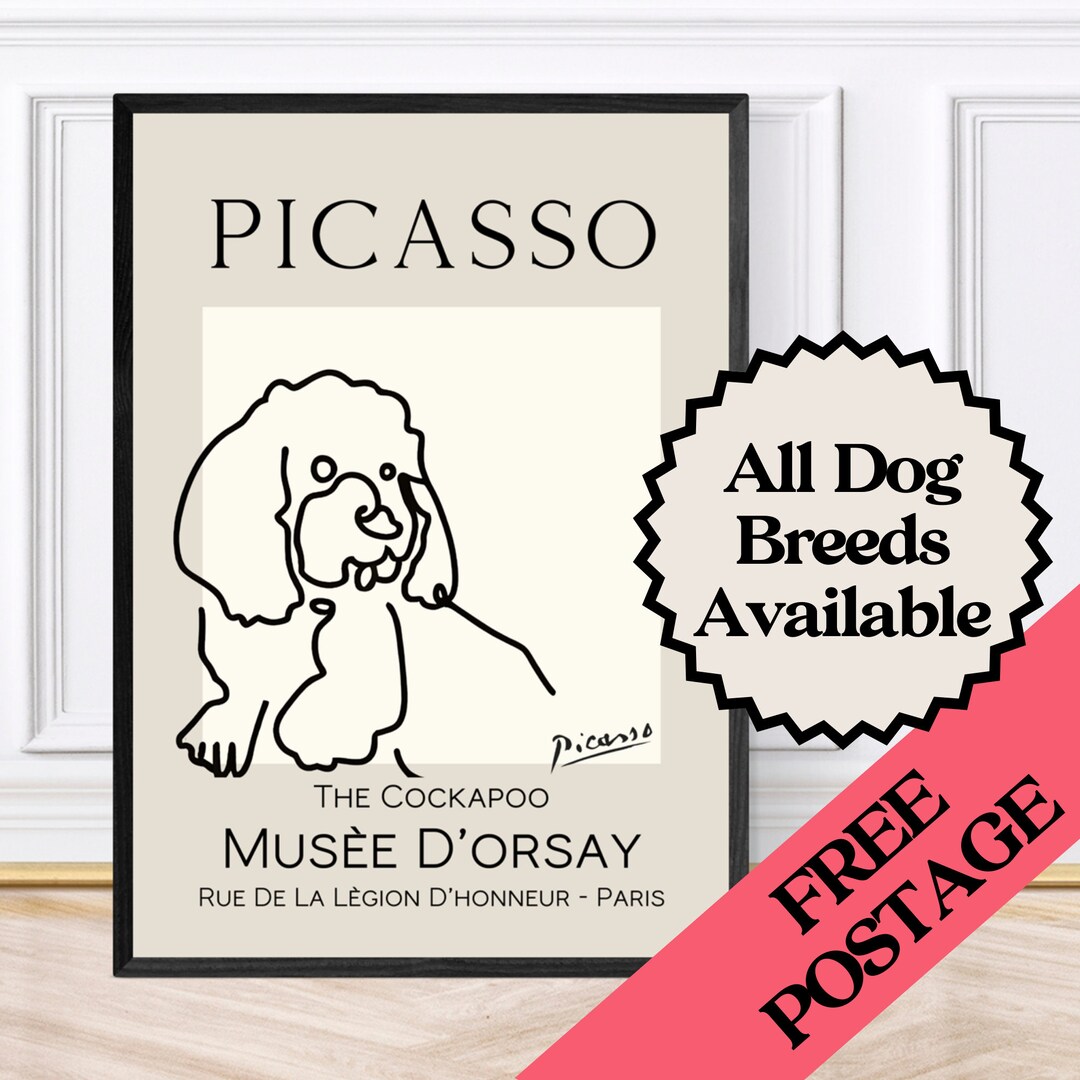 Picasso Style Cockapoo Line Drawing Wall Art Print, Cockapoo Prints ...