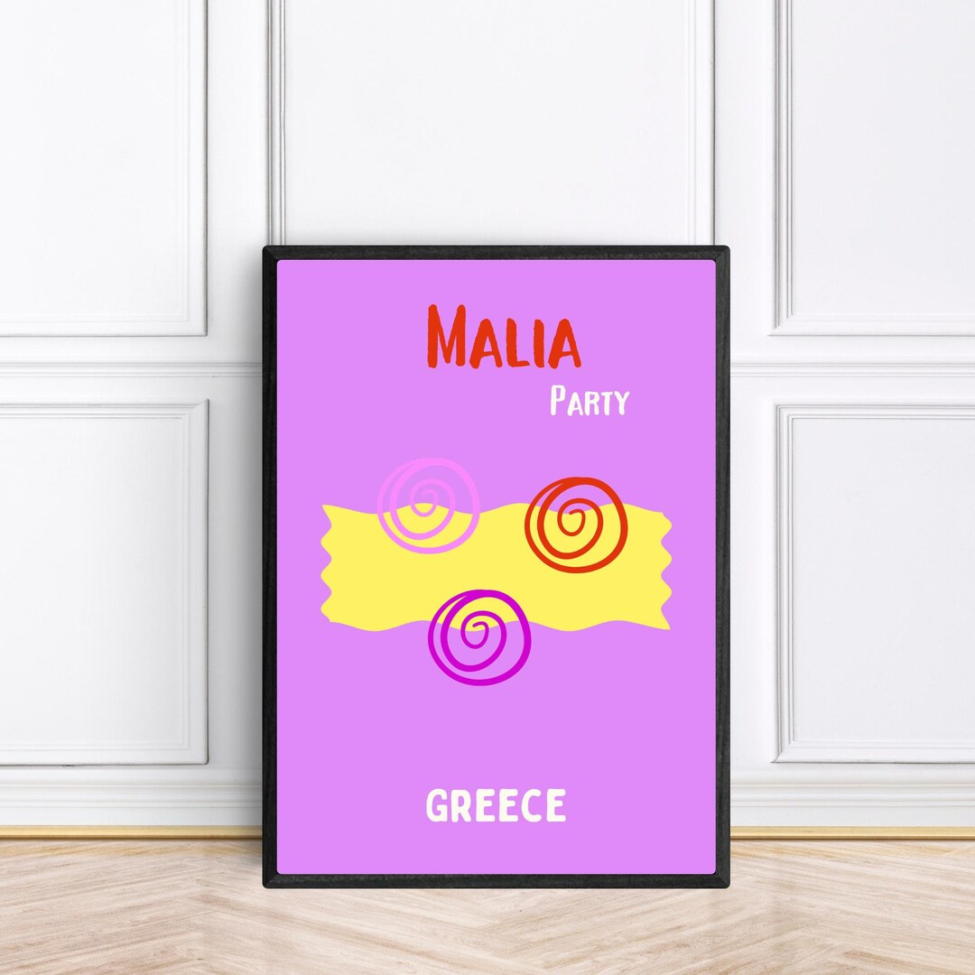 Malia Greece Print: Vibrant Preppy Travel Art - Etsy