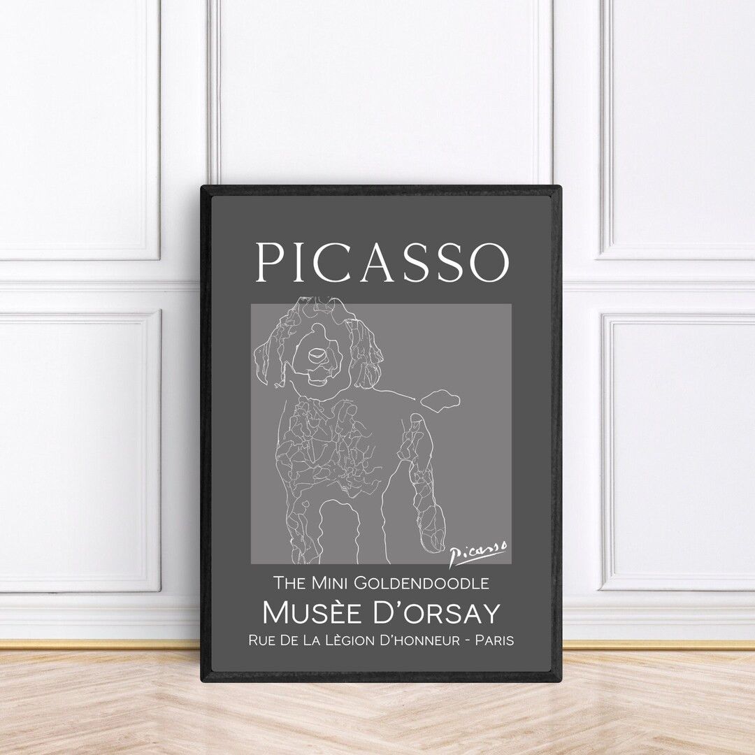 Picasso Style Mini Goldendoodle Line Drawing Wall Art Print ...