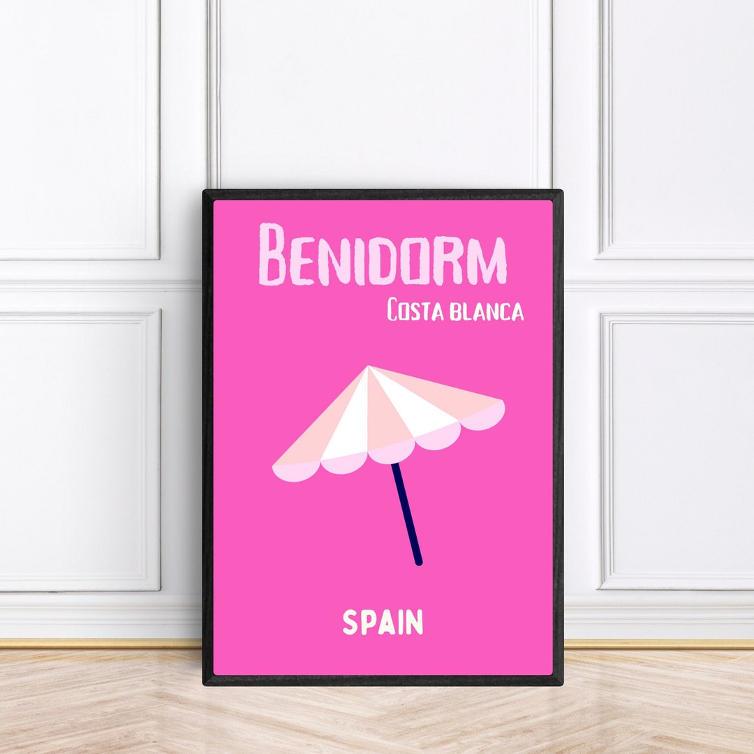 Benidorm Print, Vibrant Travel Prints, Preppy Room Decor, Famous Travel ...
