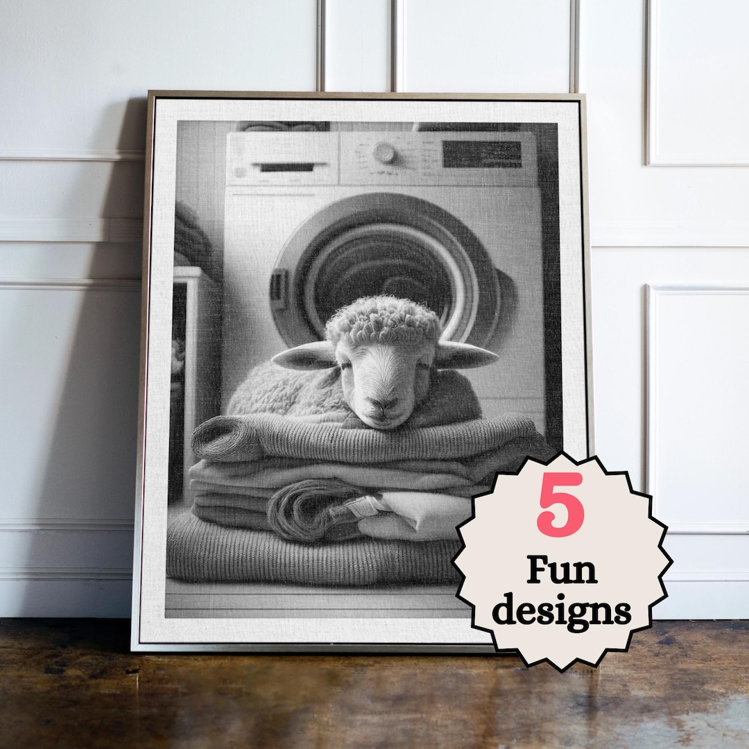 Funny Sheep Laundry Room Print, Farm Animal Laundry Decor, Utility Room ...