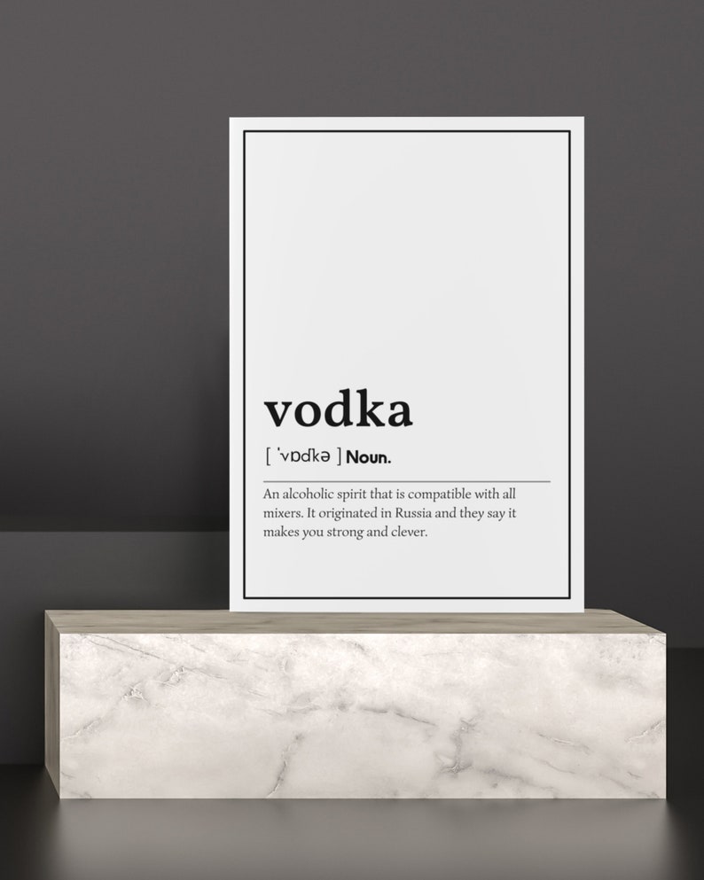 Vodka Definition Print, Funny Alcohol Wall Art, Minimalist Bar Decor ...