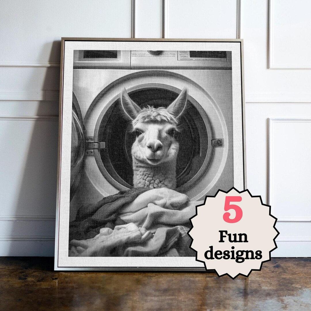 Funny Llama Laundry Room Print, Cute Animal Laundry Decor, Utility Room ...
