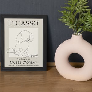 Picasso Style Cavapoo Line Drawing Wall Art Print, Framed Print ...