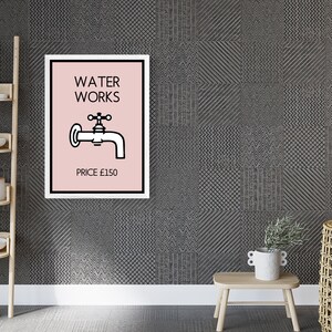 Water Works Monopoly Bathroom Print, Monopoly Print - Etsy
