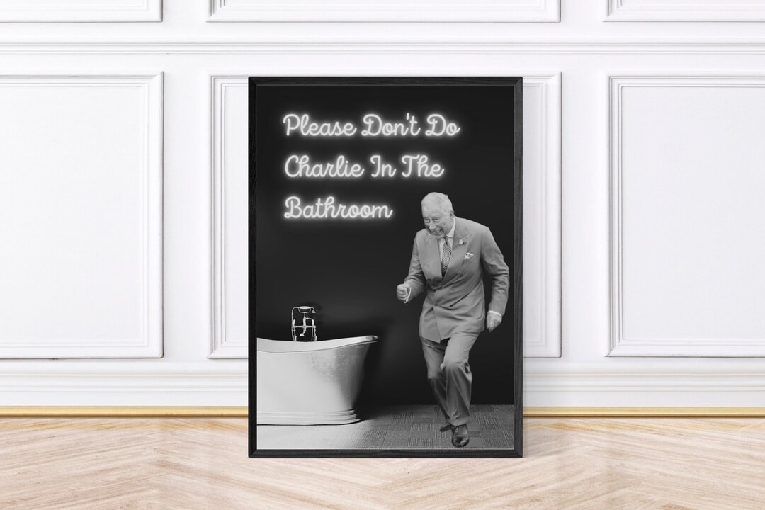 Funny Bathroom Print, Please Don't Do Charlie, Bathroom Humor (framed ...