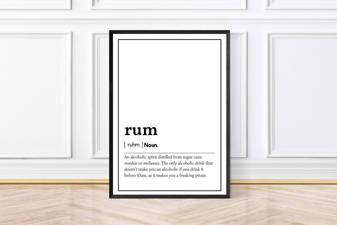 Rum Definition Word Print, Rum Gifts, Framed Wall Art Print, Bar Decor ...