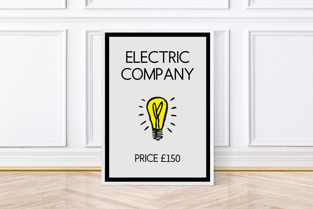 Electric Company Monopoly Bathroom Print, Monopoly Prints - Etsy