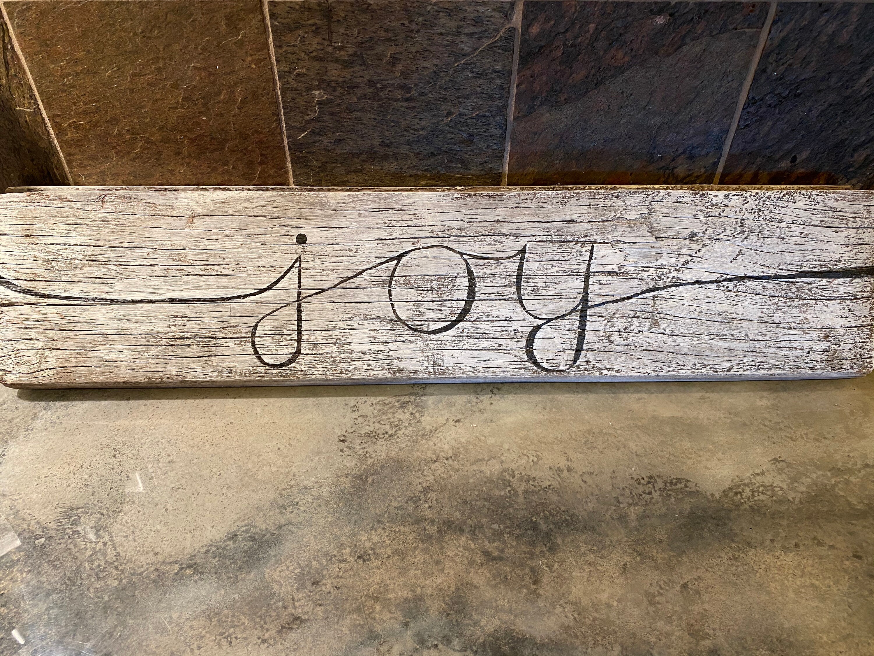Joy Sign White Washed Distressed Reclaimed Wooden Sign Cursive Writing ...