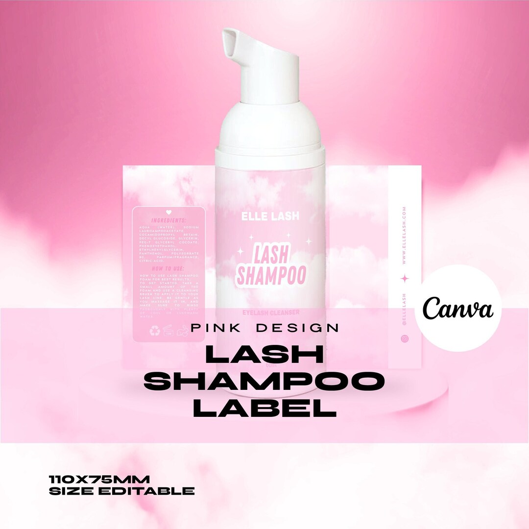 Lash Shampoo Label: Editable Cleanser Sticker Canva (digital Download ...