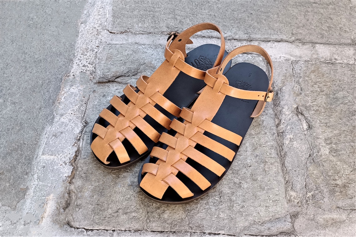 Handmade Greek Leather Gladiator Sandals, Natural Tan, GLADIATOR MEN - Etsy