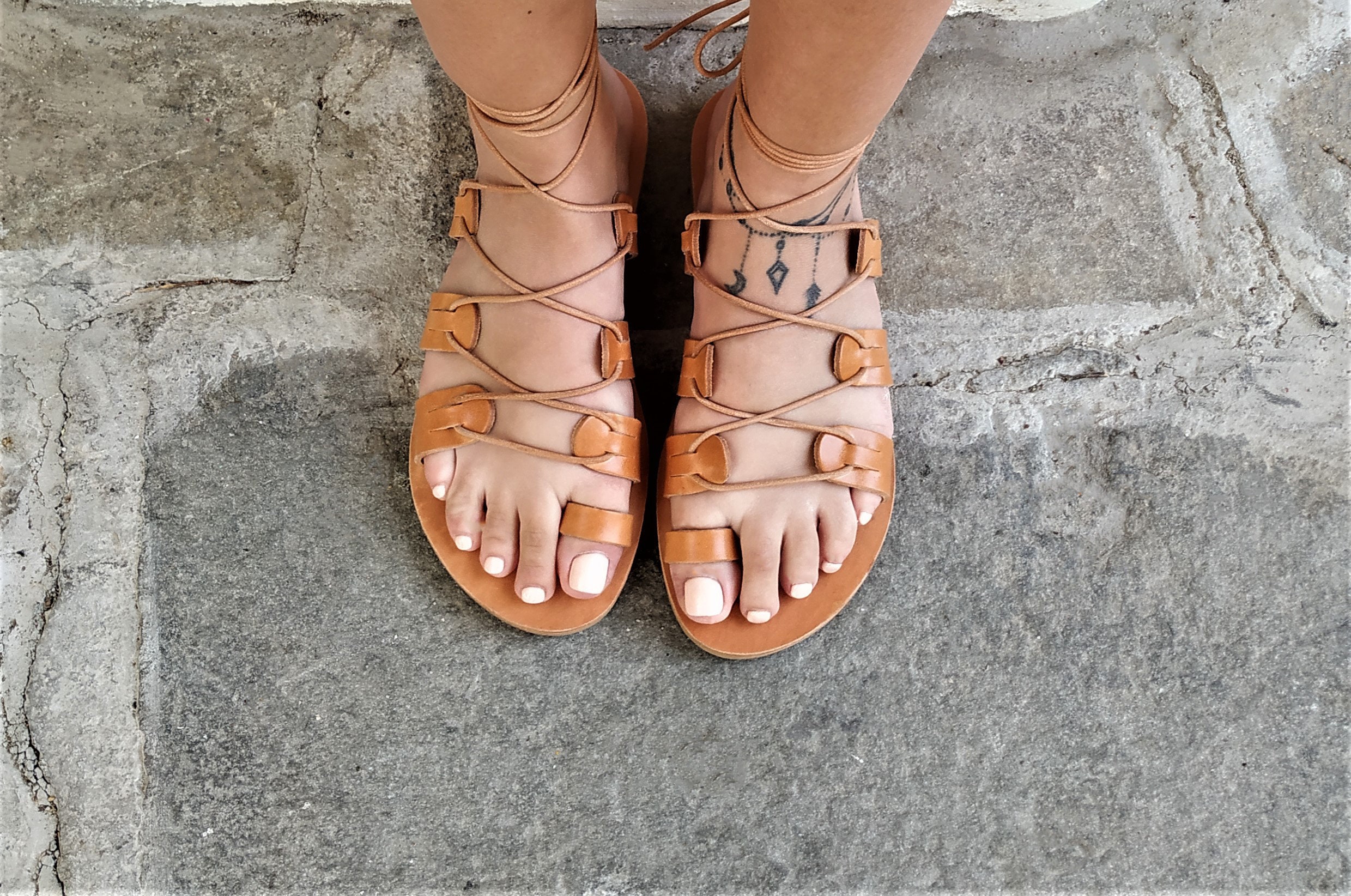 Handmade Greek Leather Lace up Sandals, Summer Women Shoes, SPARTAN - Etsy