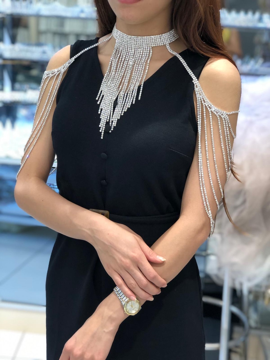 Bridal Shoulder Necklace, Shoulder Chain, Wedding Body Jewelry, Wedding ...