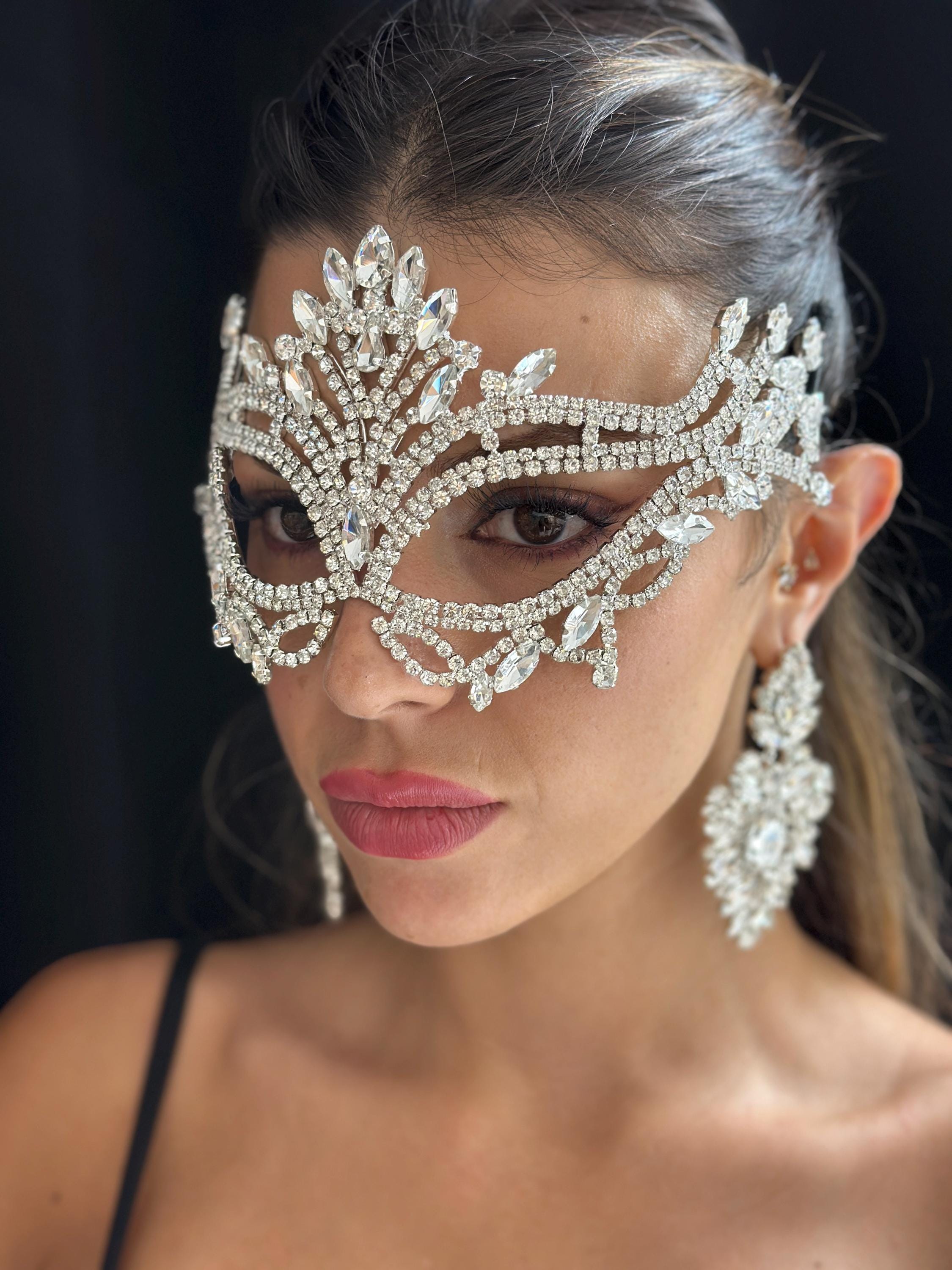 Rhinestone Masquerade Mask: Handmade Crystal Wedding Tiara - Etsy