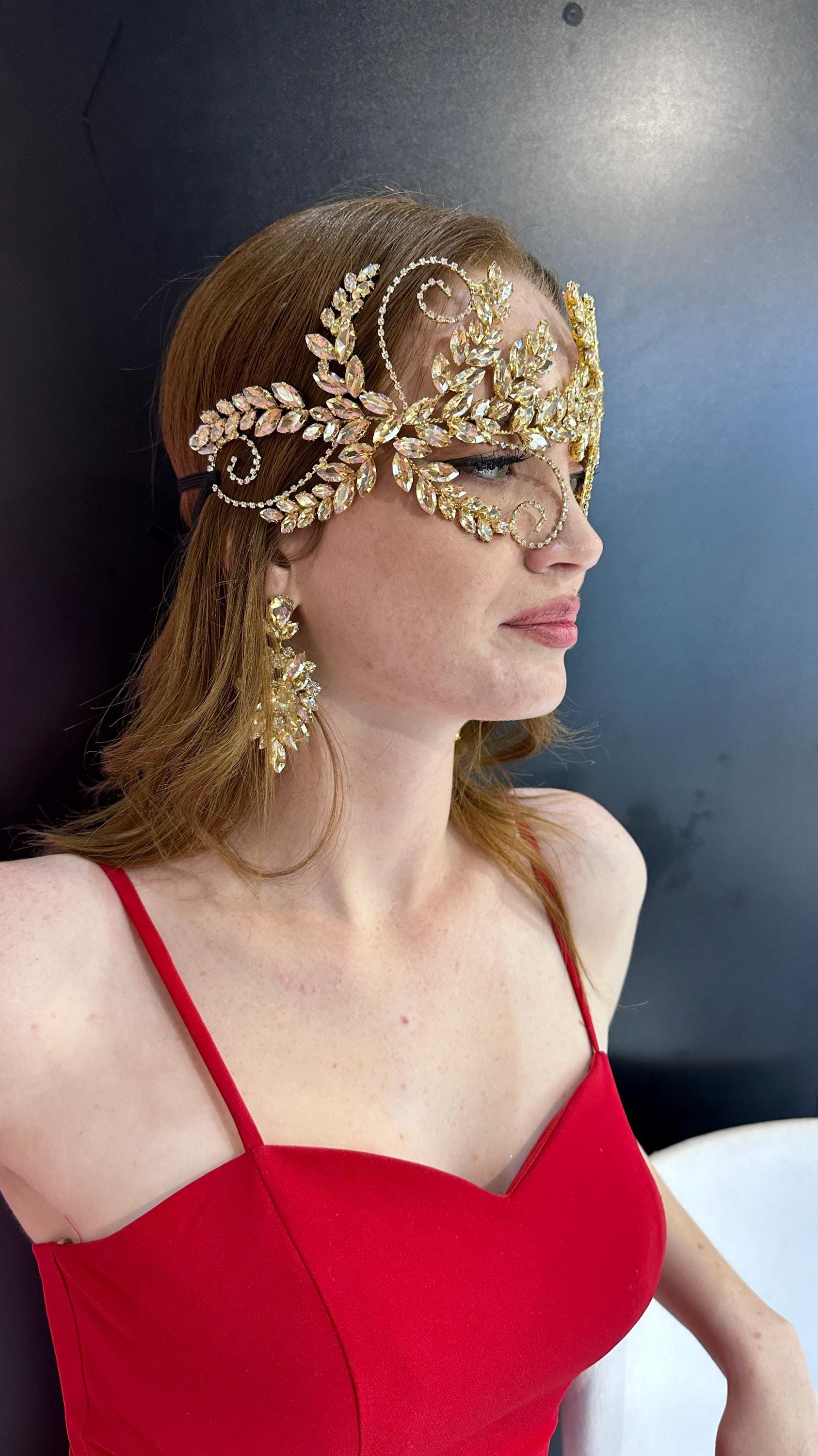 Rhinestone Masquerade Mask: Crystal CZ Bridal Tiara, Quinceanera ...