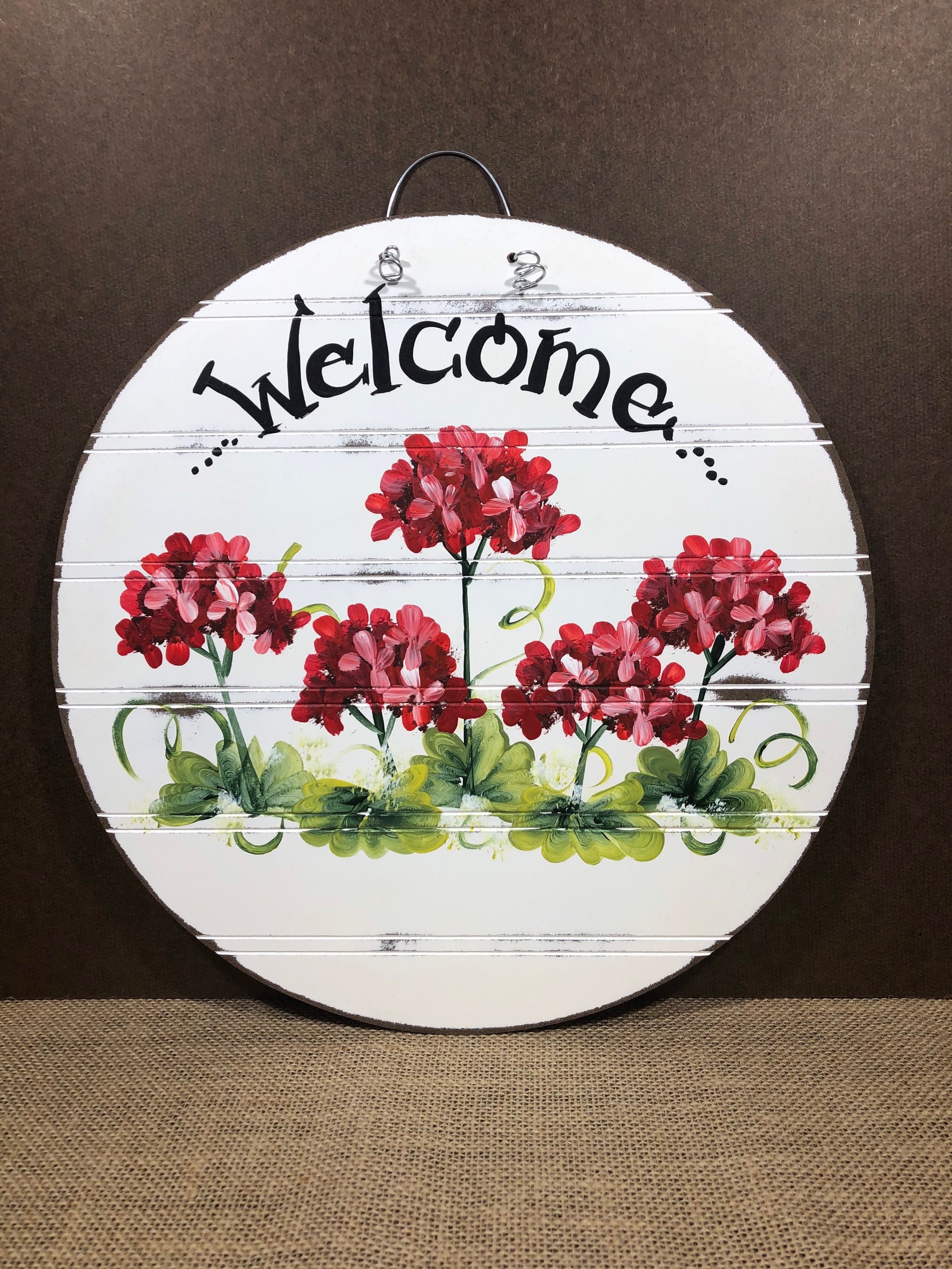Geraniums Painted on Bead Board. - Etsy