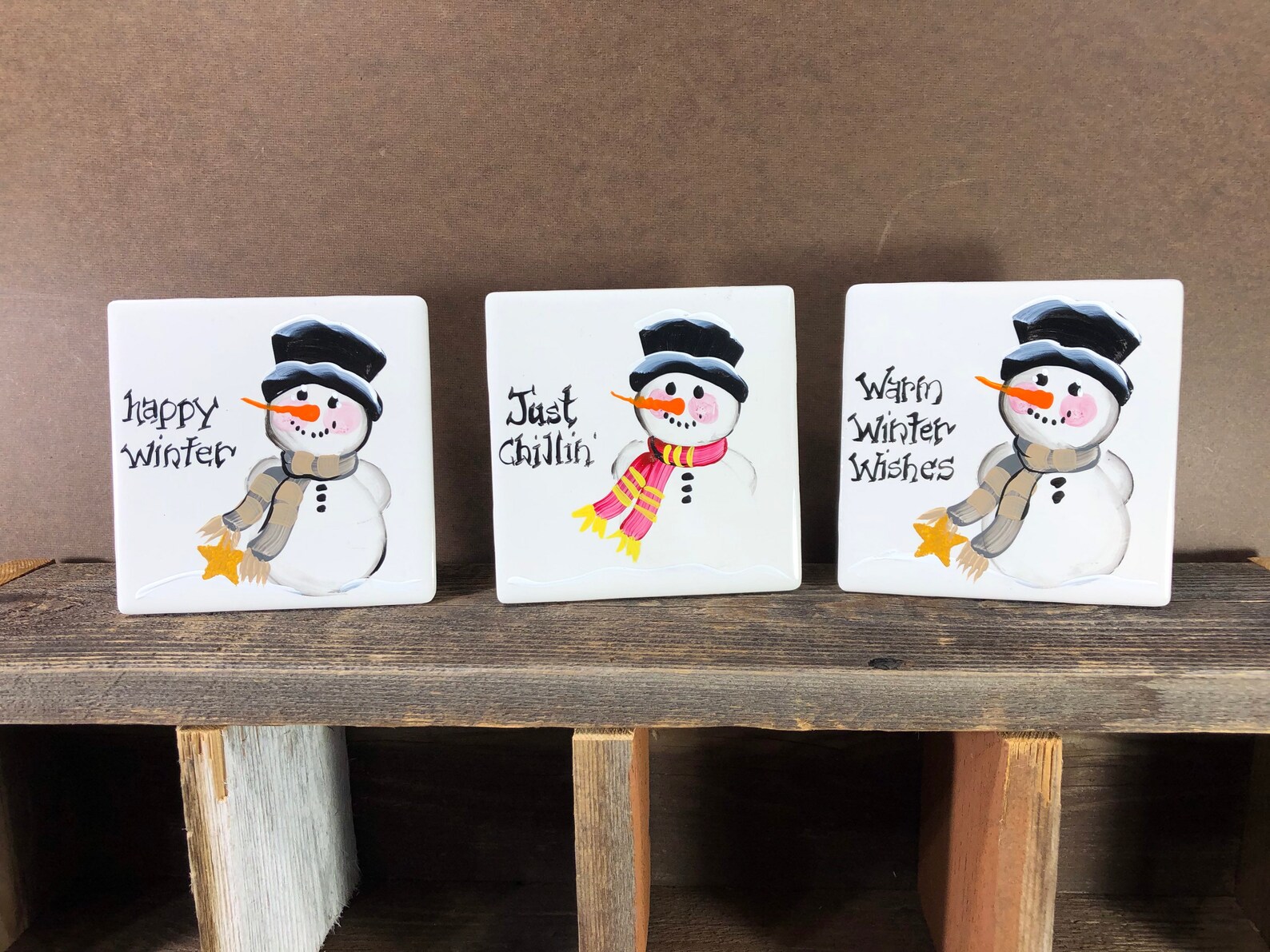 Snowman Standing Tiles. | Etsy