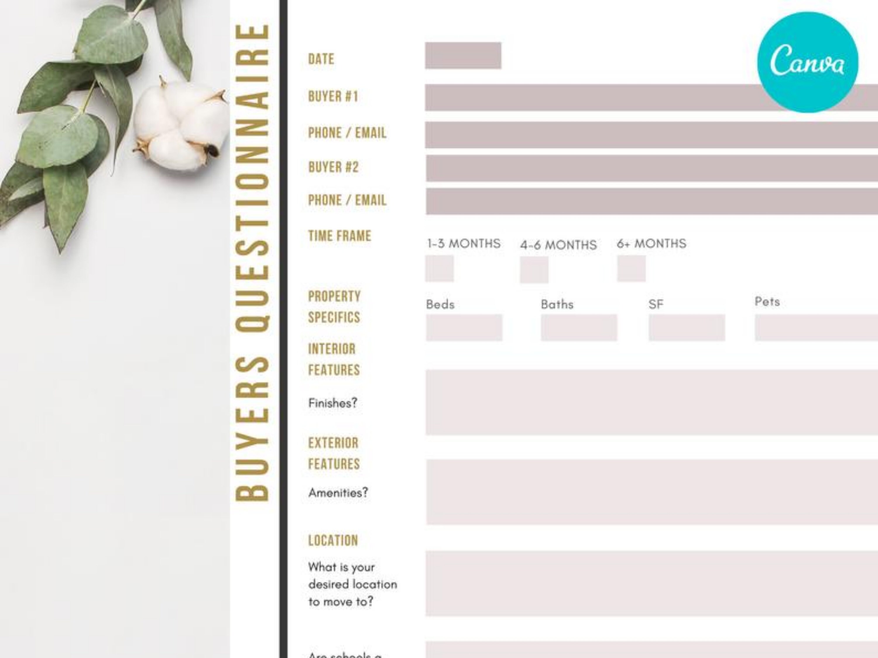 Buyers AND Sellers Questionnaire, Real Estate Marketing, Realtor Tools ...