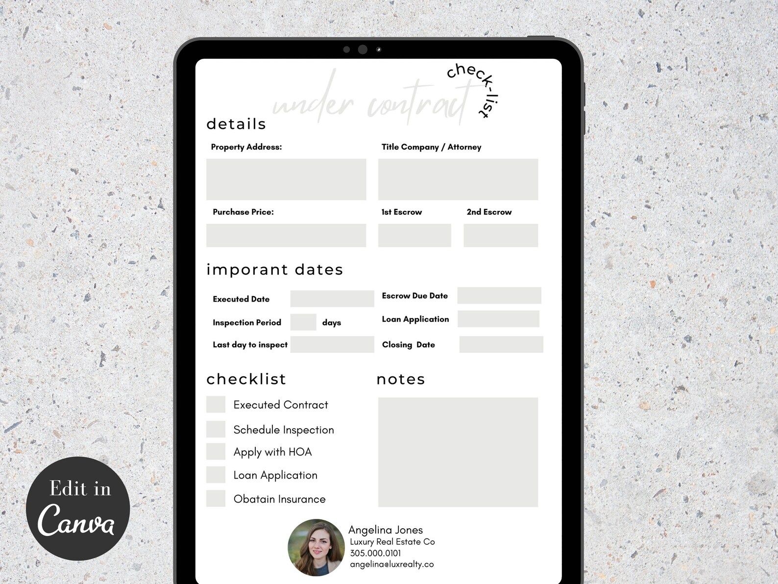 Under Contract Checklist for Real Estate Agents, Real Estate Marketing ...