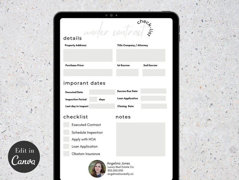 Under Contract Checklist for Real Estate Agents, Real Estate Marketing ...
