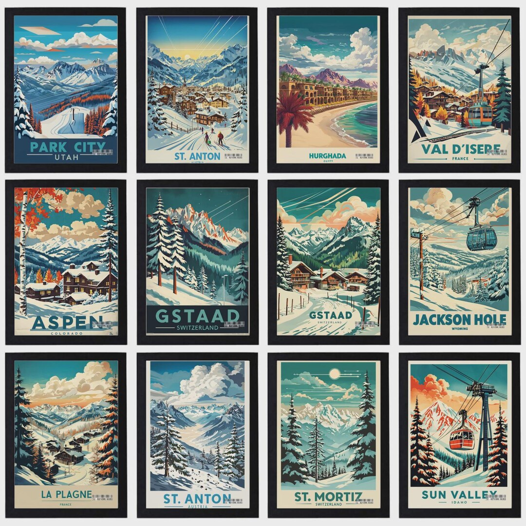 Famous Global Winter Resorts – A3 A4 A5 Ski Resorts Posters - Etsy
