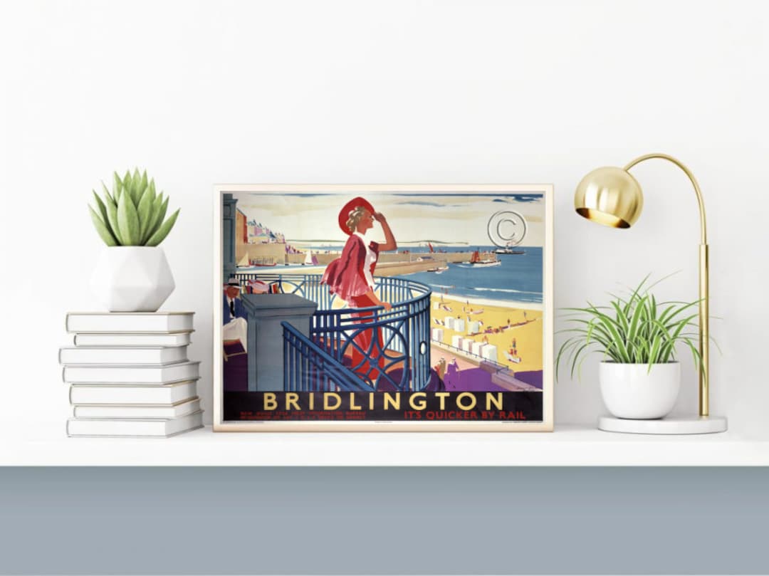 Bridlington England Retro Travel Poster Print: UK Beach Wall Art (A4 ...