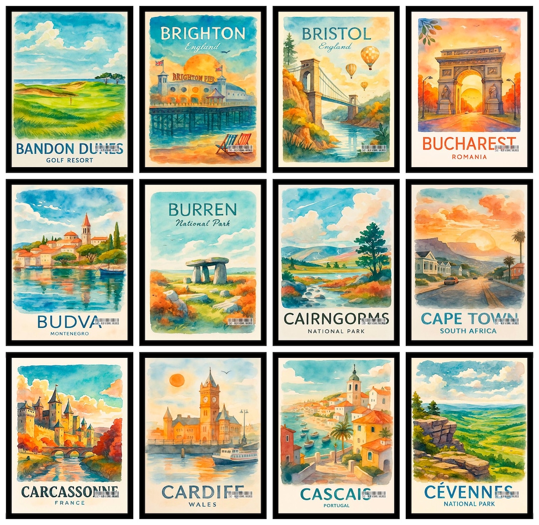 Historic European Landmark Cities – A3 A4 A5 Famous Landmarks City ...