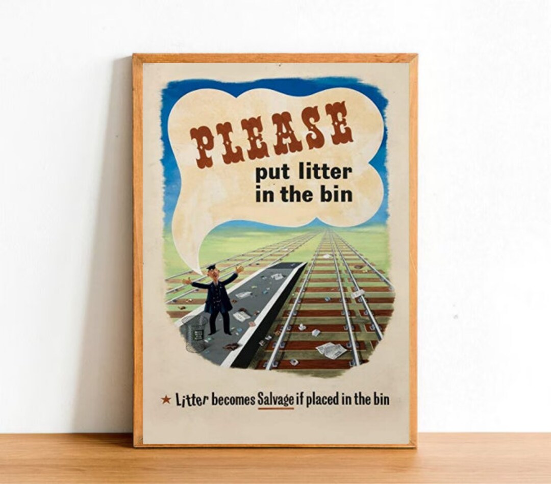 Retro Advertisement Poster Print Vintage Train Railway Litter - Etsy