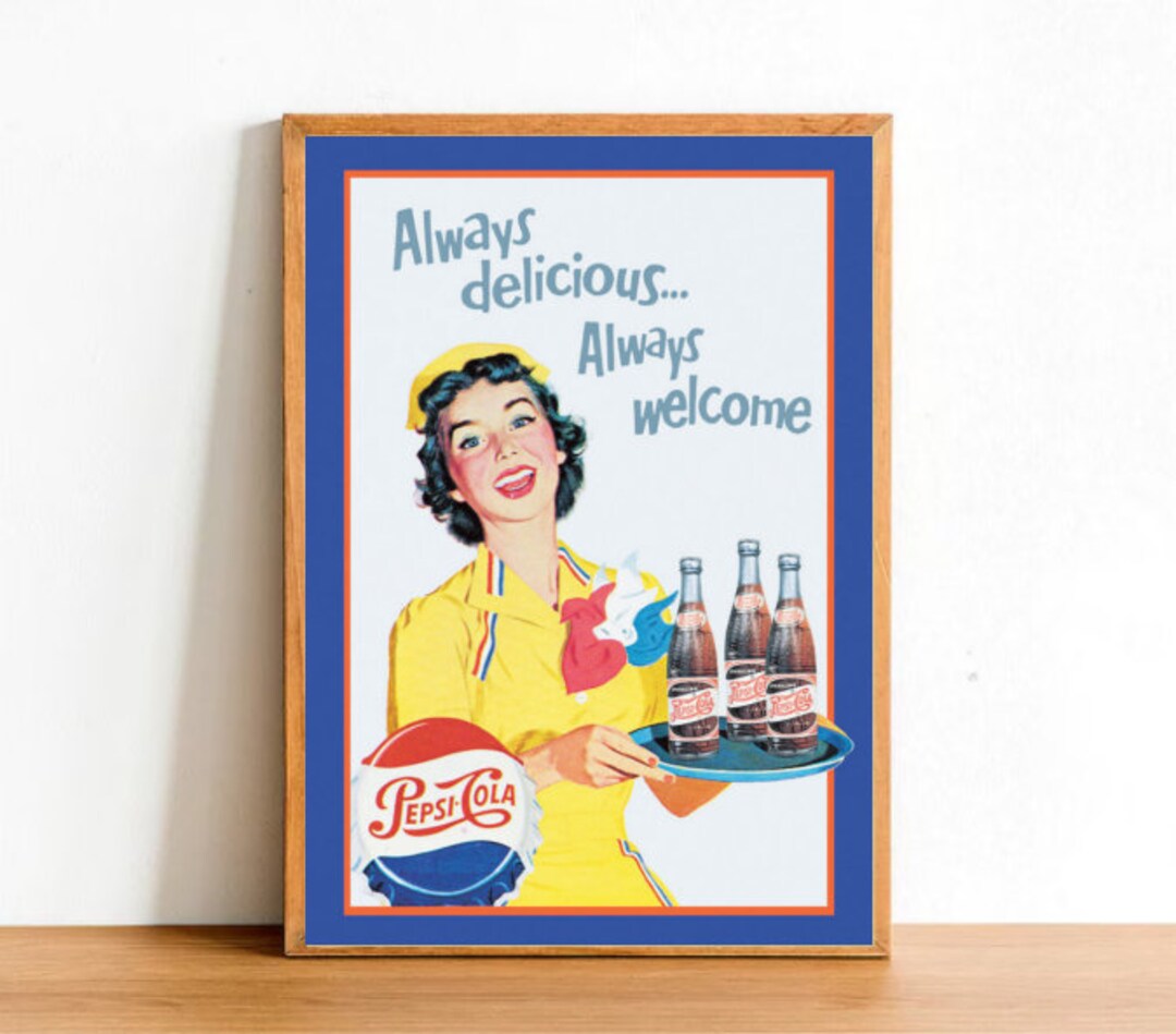 Retro Advertisement Poster Print, Vintage Woman Lemonade Soda Drink ...