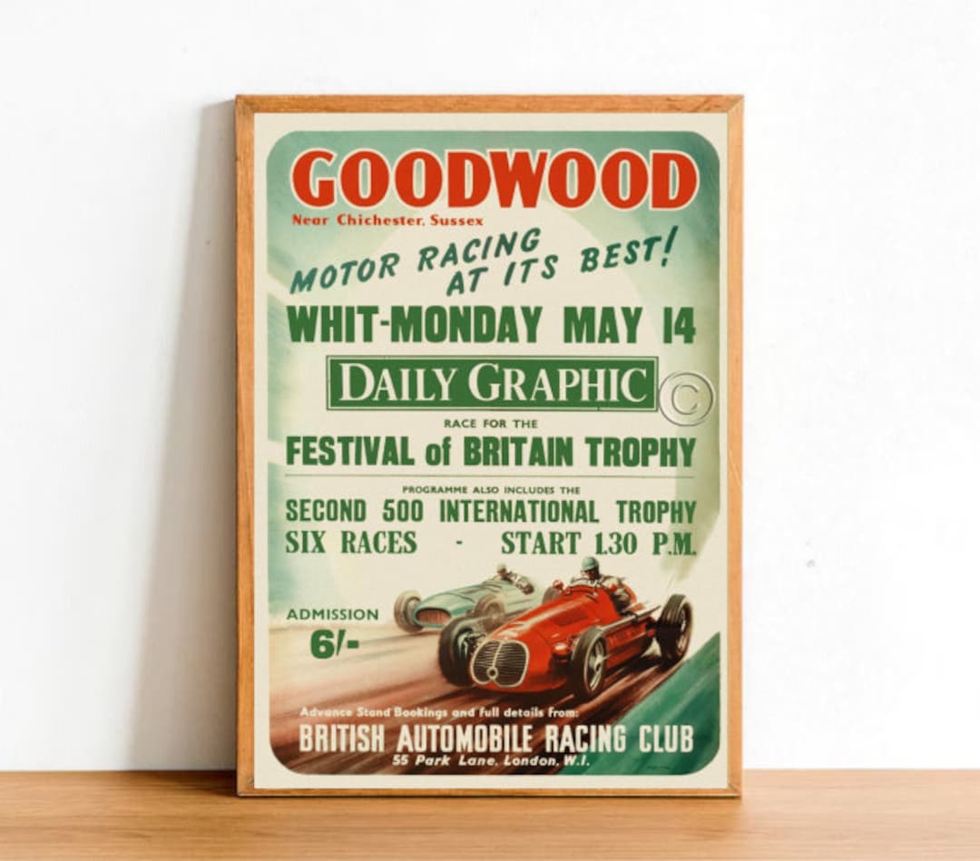 Retro Car Race Advertisement Poster Print, Vintage Automobile Machine ...