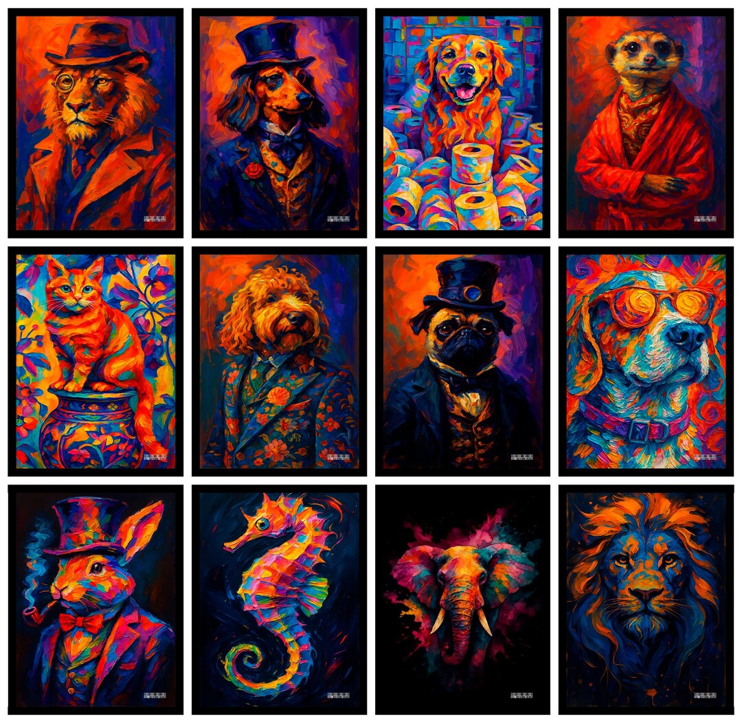 Vibrant Noble Creature Portraits – A3 A4 A5 Animal Wall Posters - Etsy