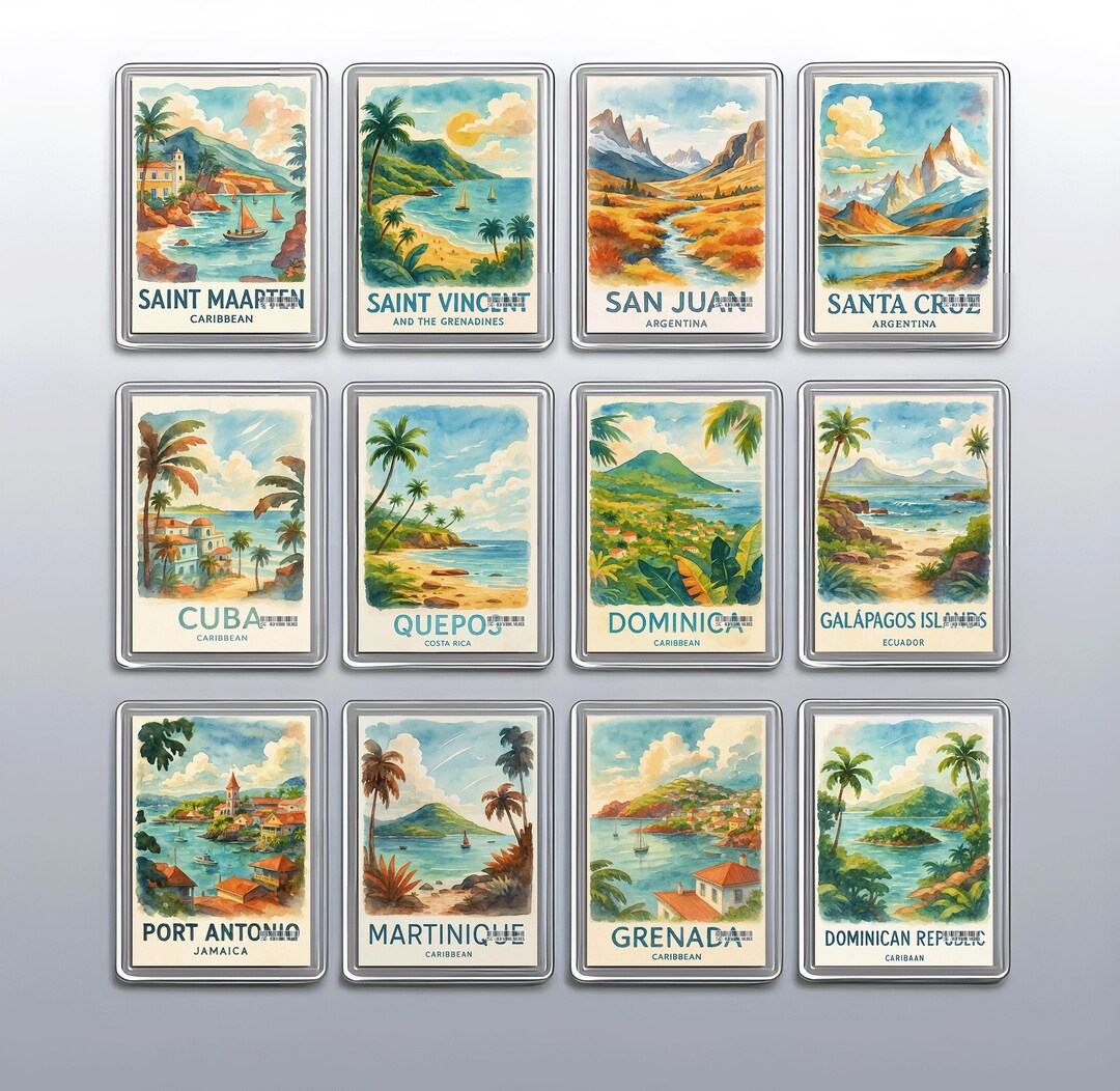 Caribbean Islands & Andes Landscapes – Acrylic Fridge Magnet 70×45mm ...