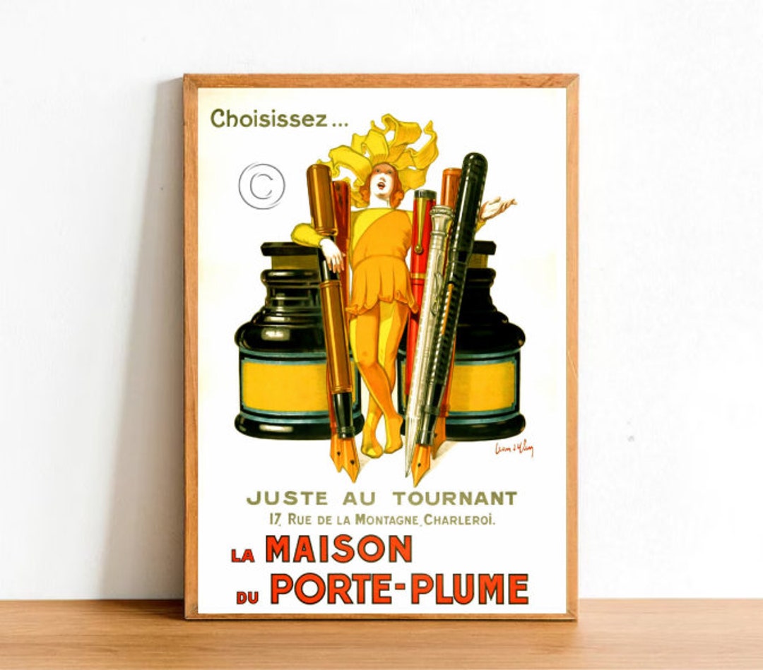 Retro Ink Pen Advertisement Poster Print, Vintage Writing Switzerland ...