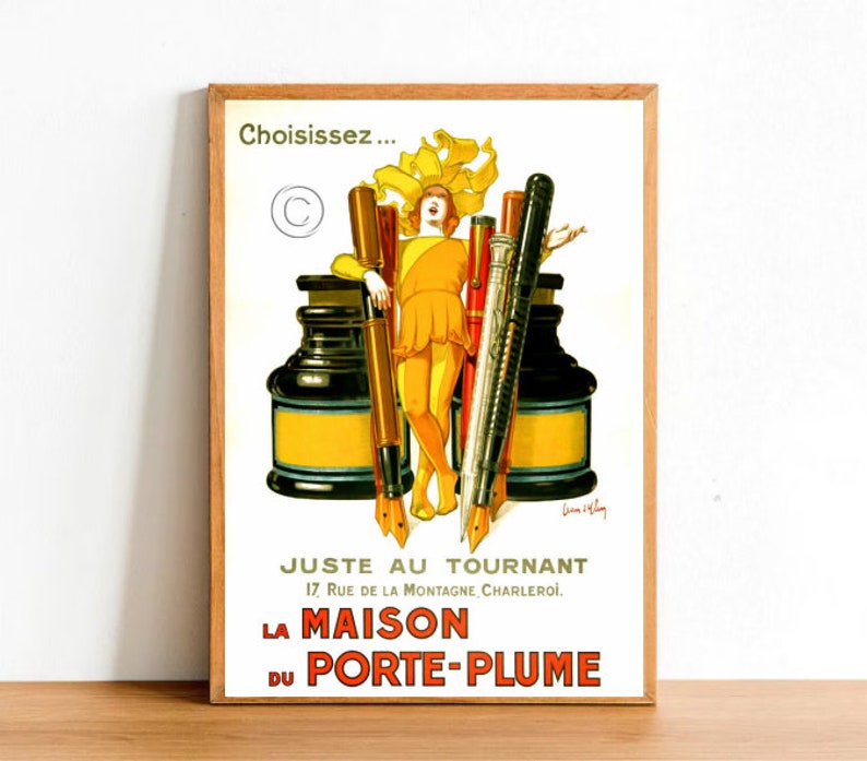 Retro Ink Pen Advertisement Poster Print, Vintage Writing Switzerland ...
