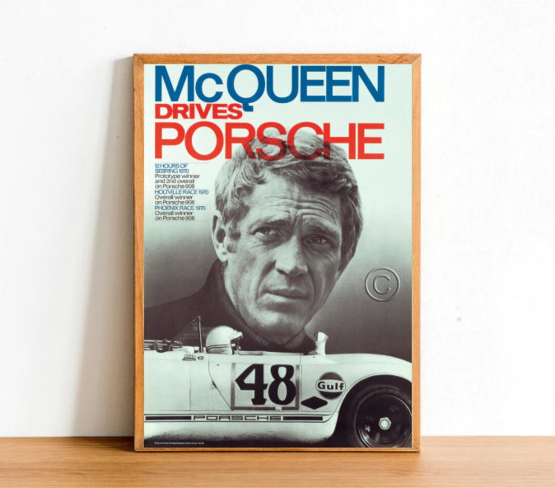 Retro Car Race Advertisement Poster Print, Vintage Automobile Driver ...