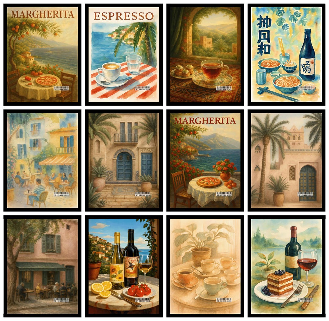 Mediterranean Coastal Flavors Heritage – A3 A4 A5 Food and Drinks Wall ...