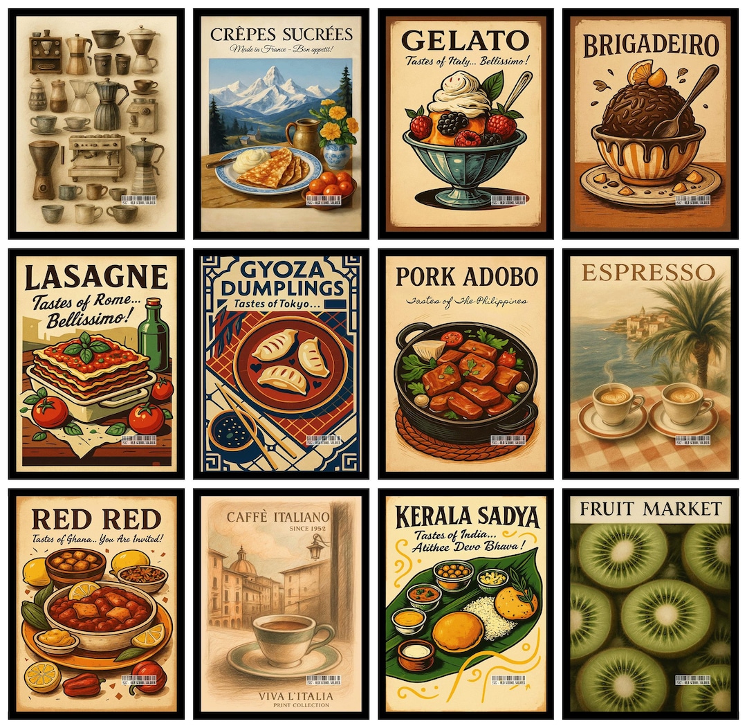 Global Gourmet Flavor Journey – A3 A4 A5 Food and Drinks Wall Posters ...