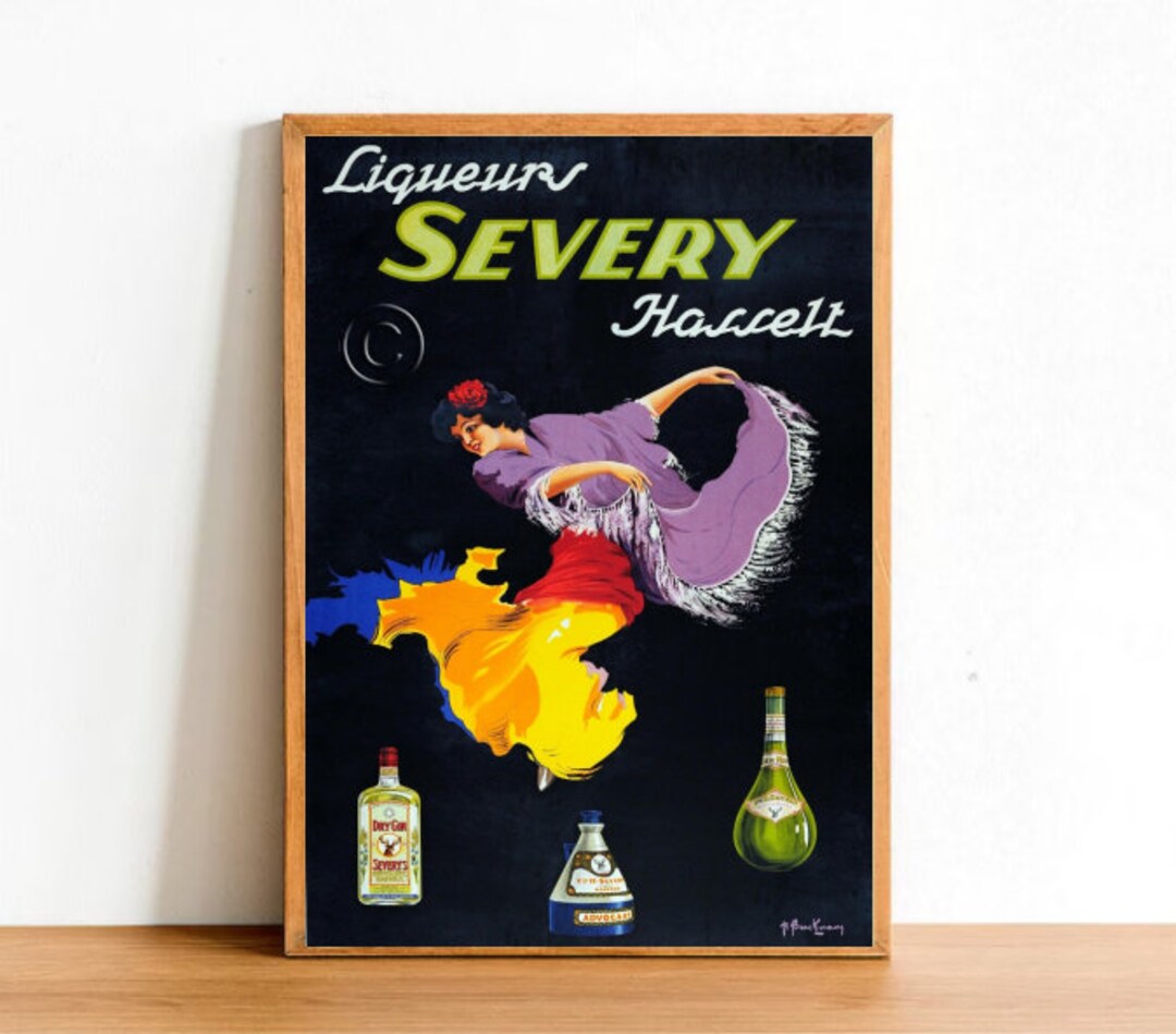 Retro Drink Advertisement Poster Print, Vintage Woman Dancing Beverage ...