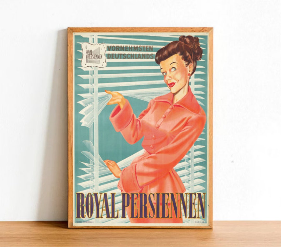 Retro Advertisement Poster Print, Vintage Woman Blinds Window Bulletin ...